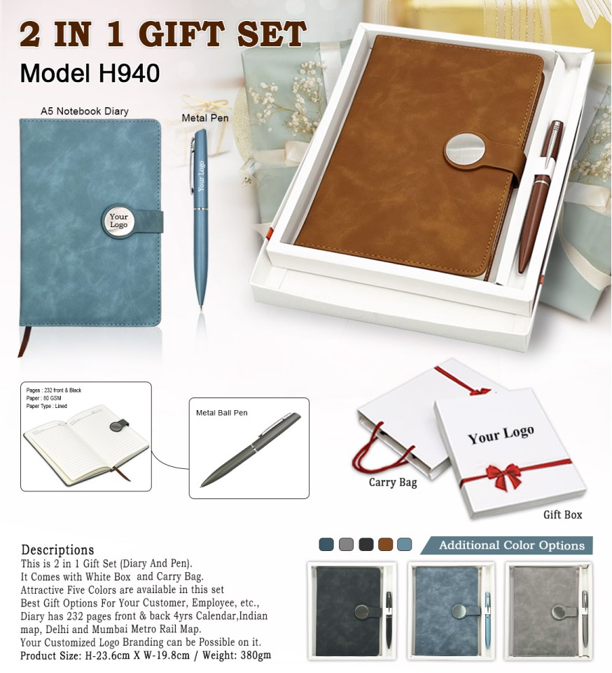 2 in 1 Gift Set Premium Pen and Diary Gift Set – Perfect for Corporate ...